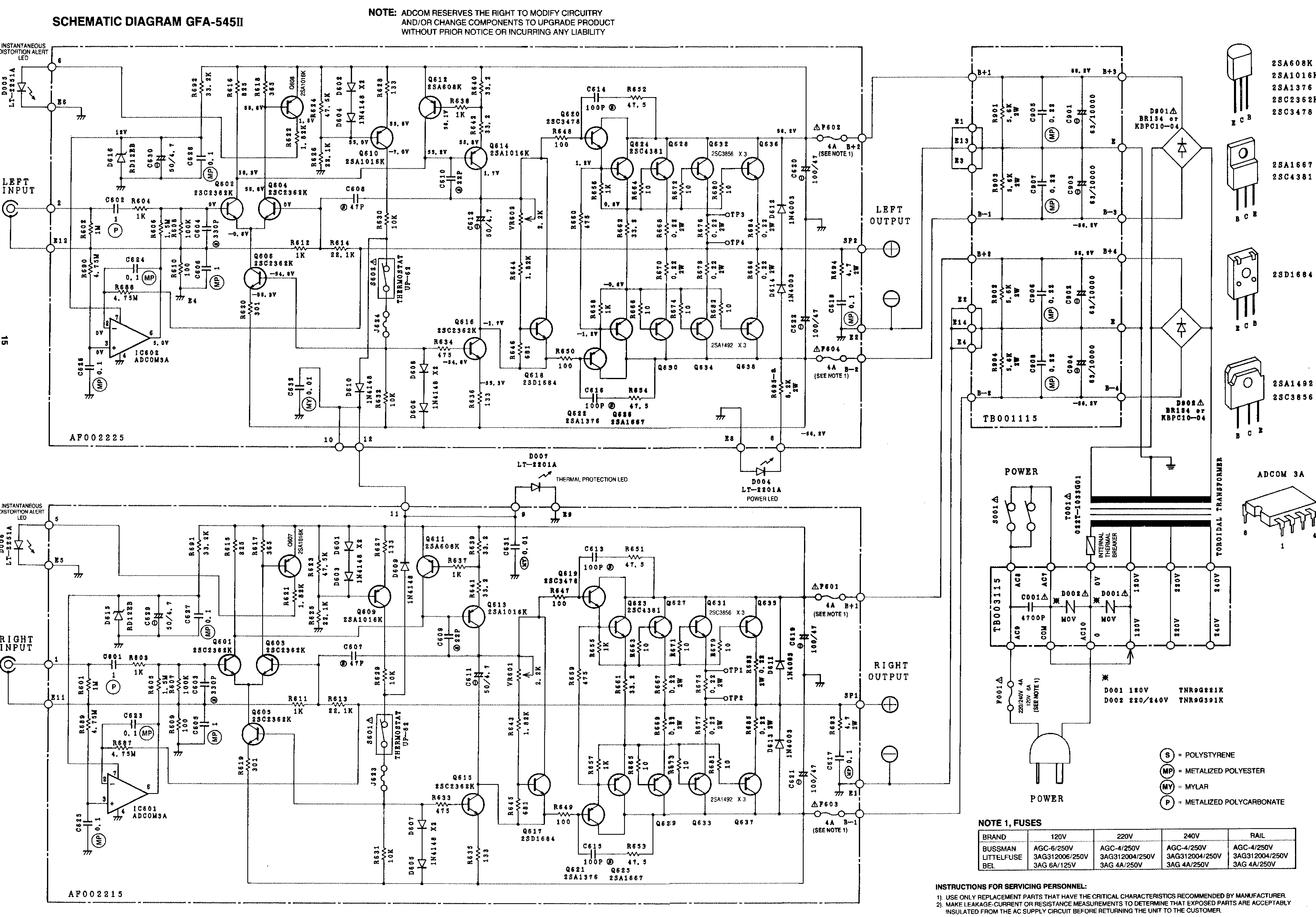 Adcom GFA-545 II Schematic | Hoppe's Brain